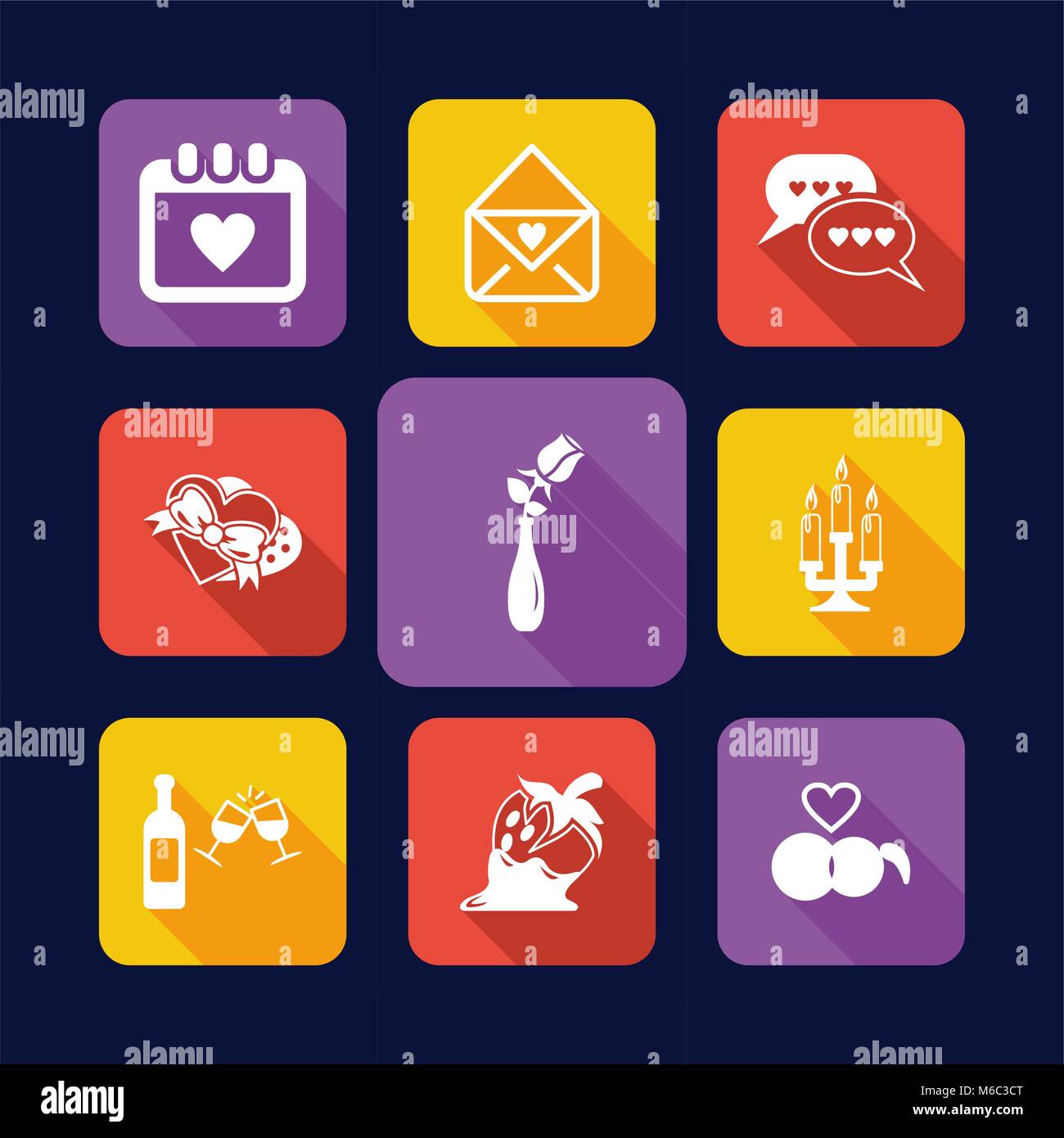 Romantic Icons Flat Design Stock Vector Image & Art - Alamy