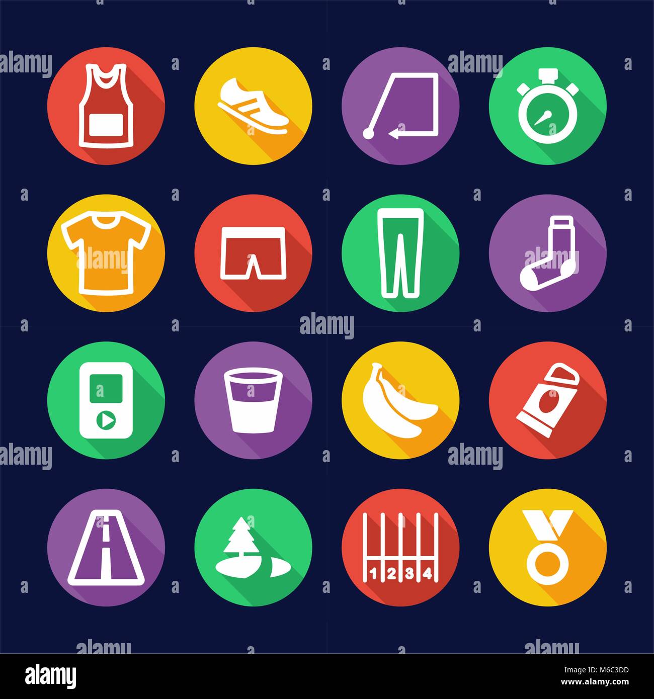 Running Icons Flat Design Circle Stock Vector Image & Art - Alamy