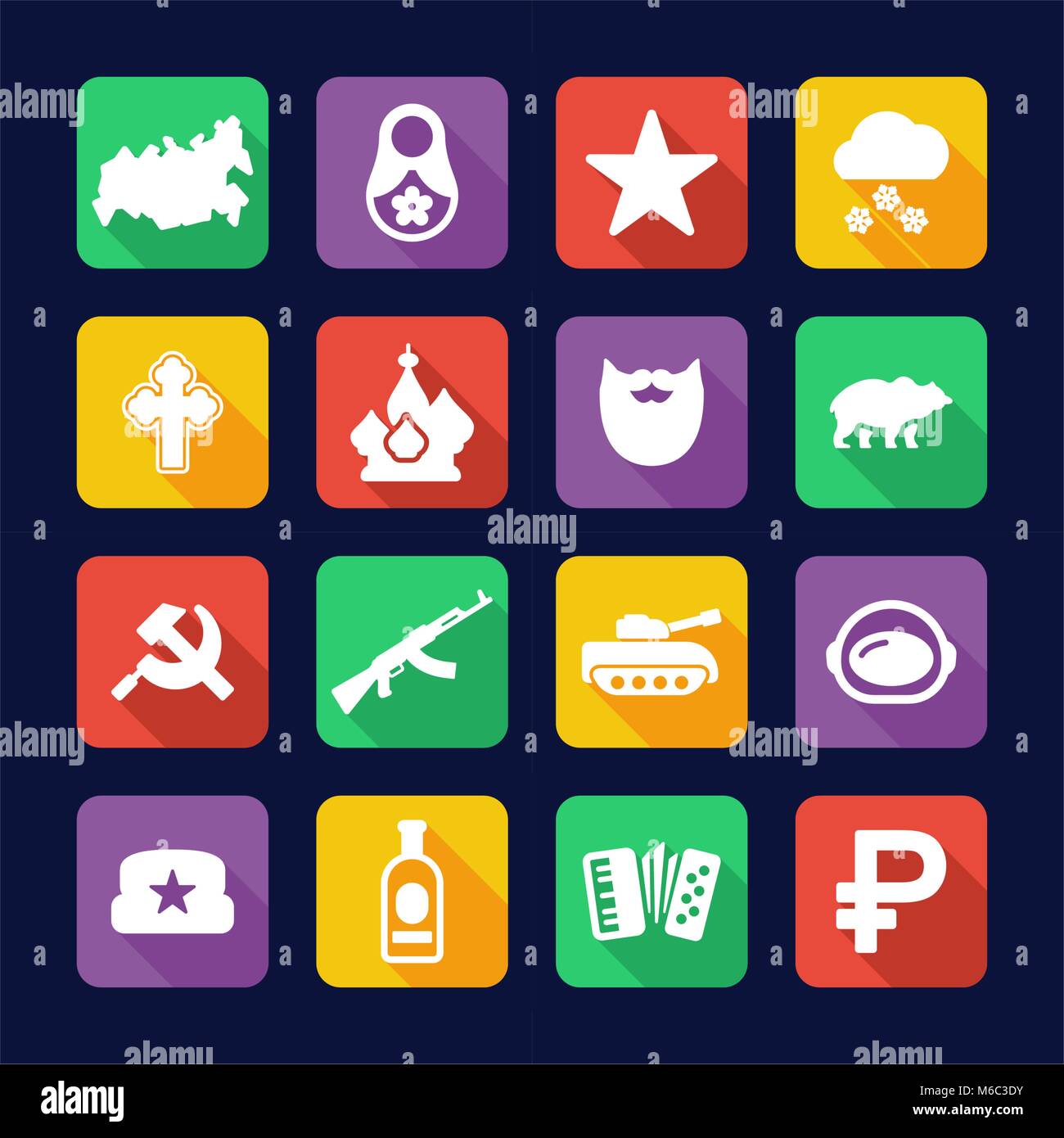 Russia Icons Flat Design Stock Vector Image & Art - Alamy
