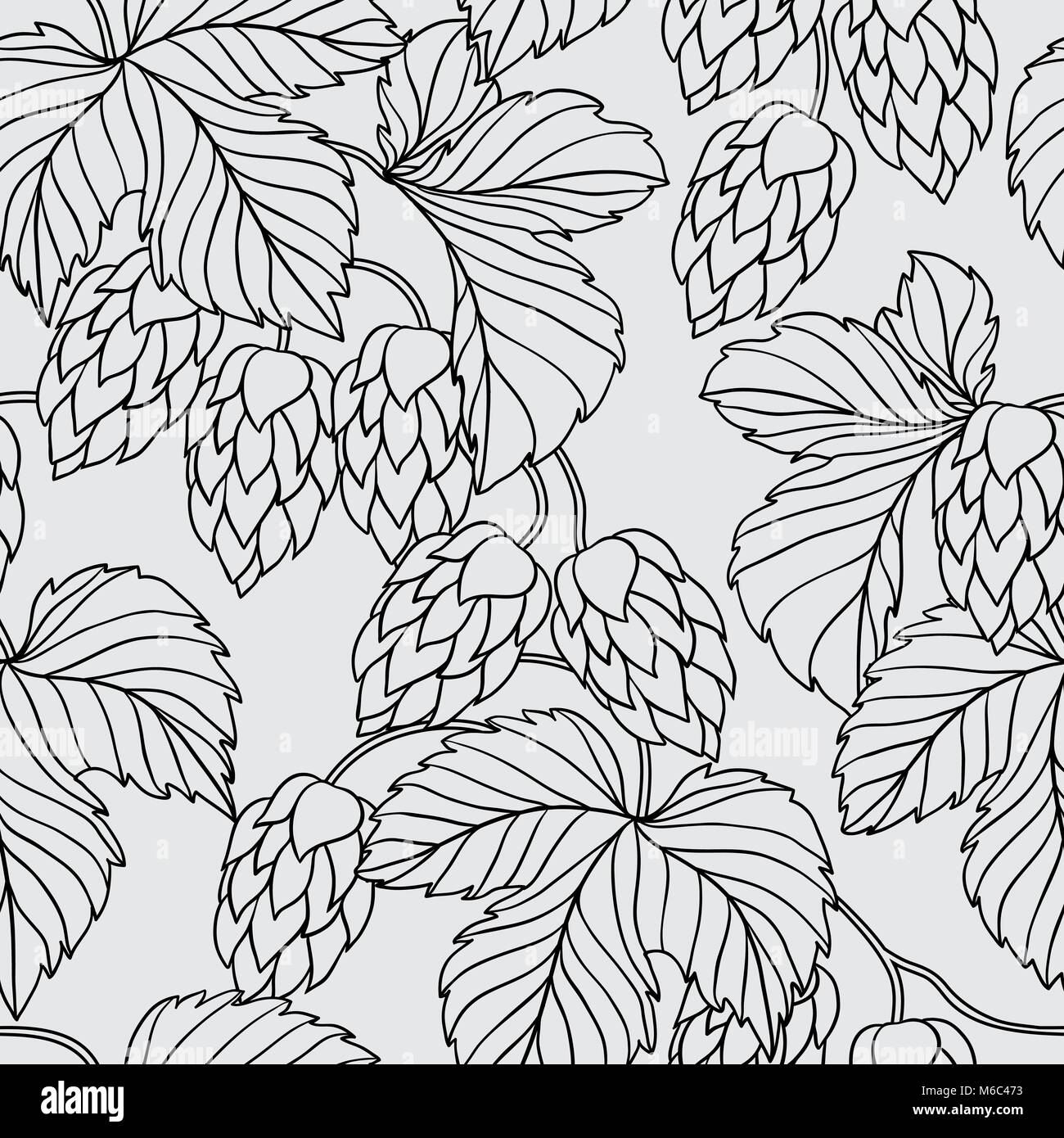 Hop botanical illustration pattern hi-res stock photography and images ...