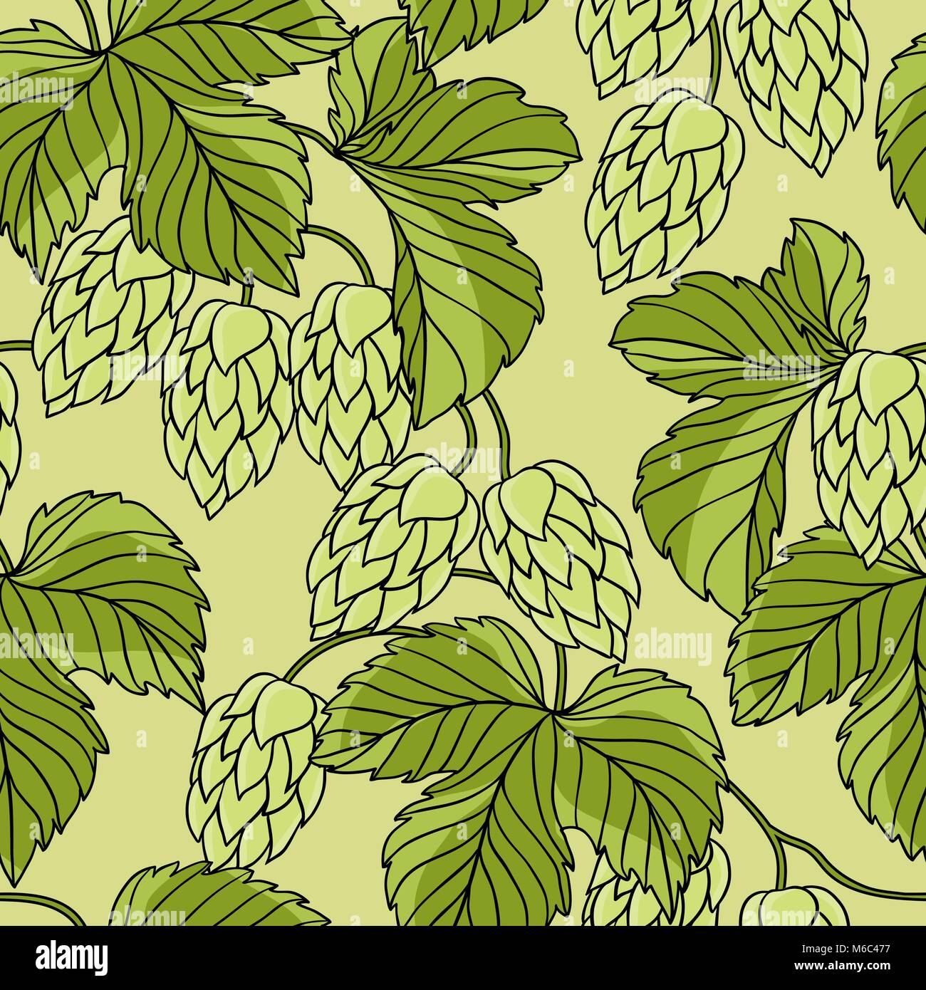 Hop botanical illustration pattern hi-res stock photography and images ...