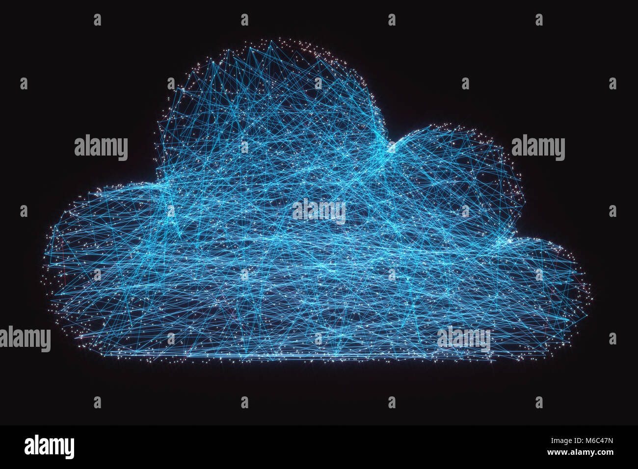 3D illustration. Image concept of cloud computing. Connections between ...