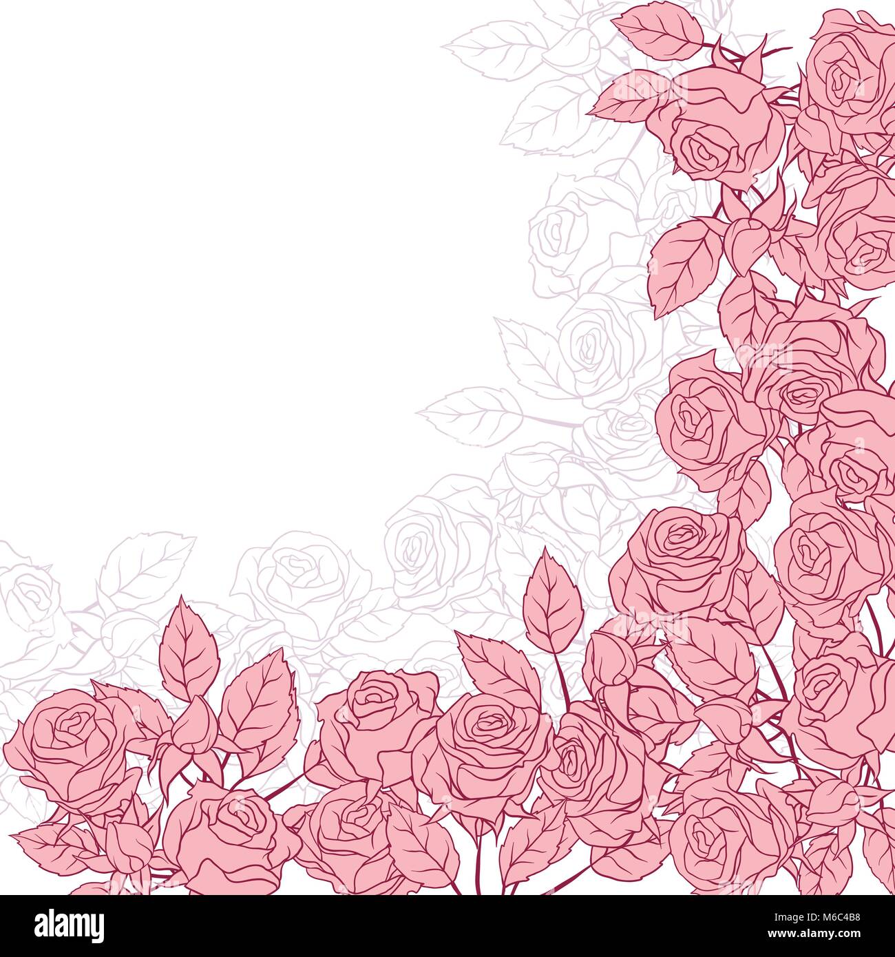 Floral background with pink roses. Vector illustration Stock Vector ...