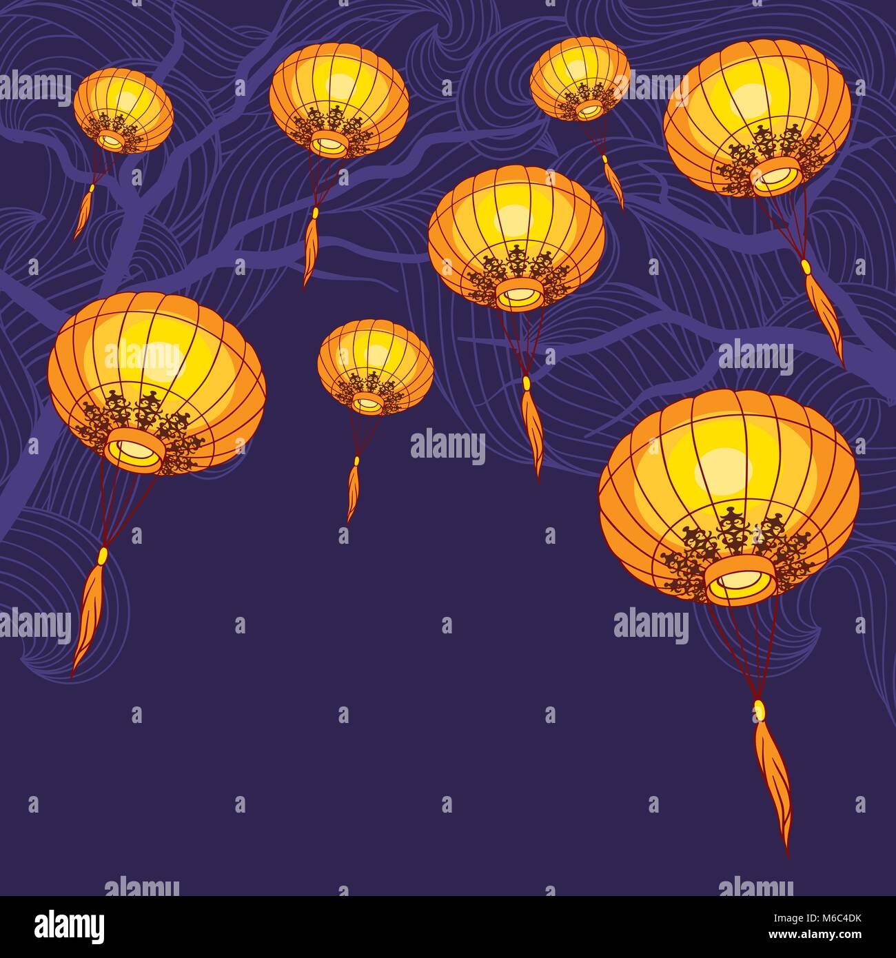Fairy-lights. Big traditional chinese lanterns Stock Vector Image & Art ...