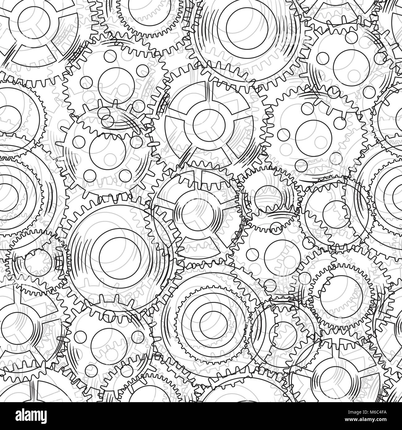 Vector seamless texture with mechanical gear and cogwheel Stock Vector ...