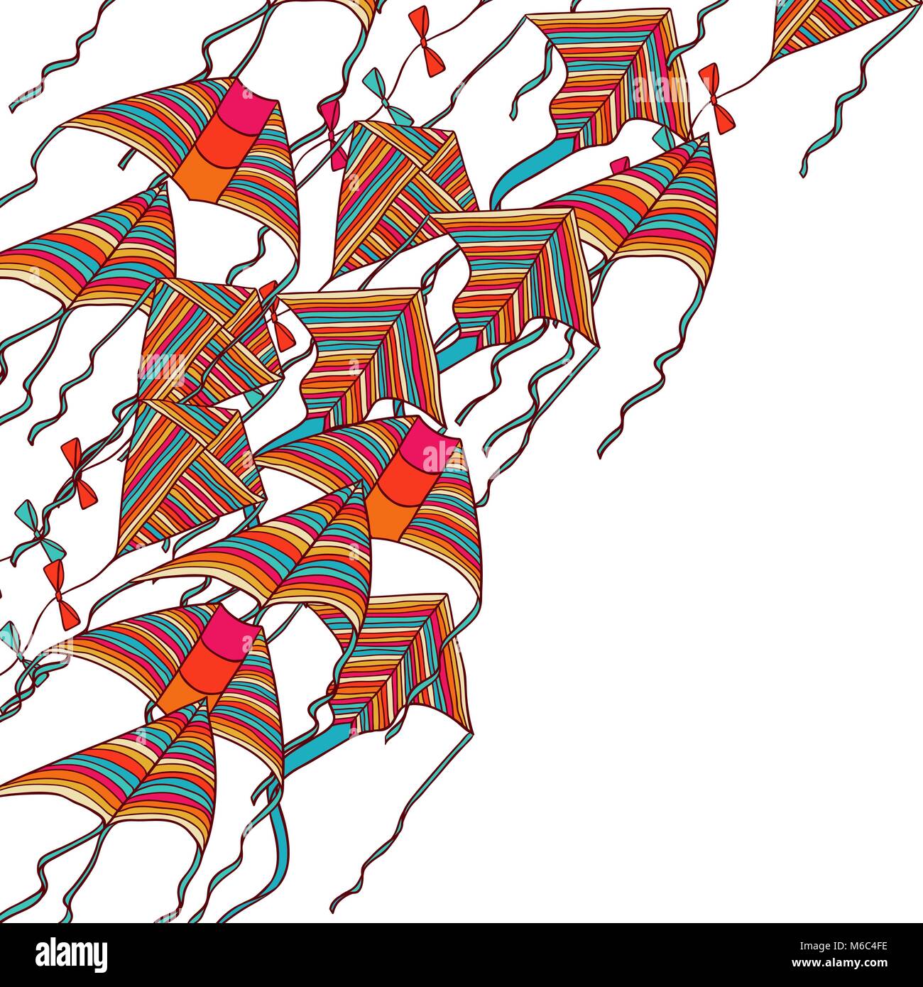 Vector kites for your design. Hand drawn illustration Stock Vector ...