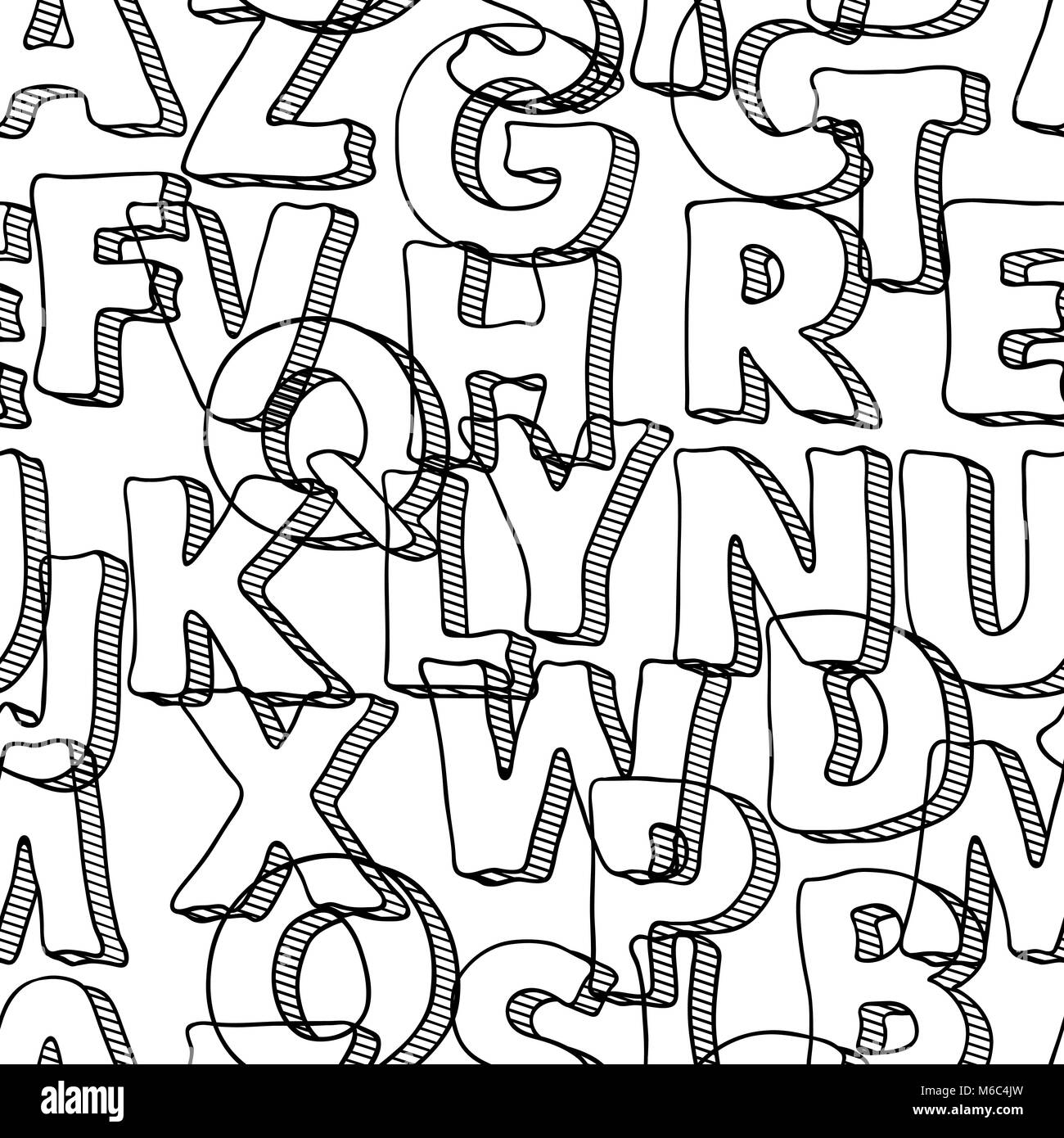 Black seamless pattern with letters of alphabet Stock Vector Image ...