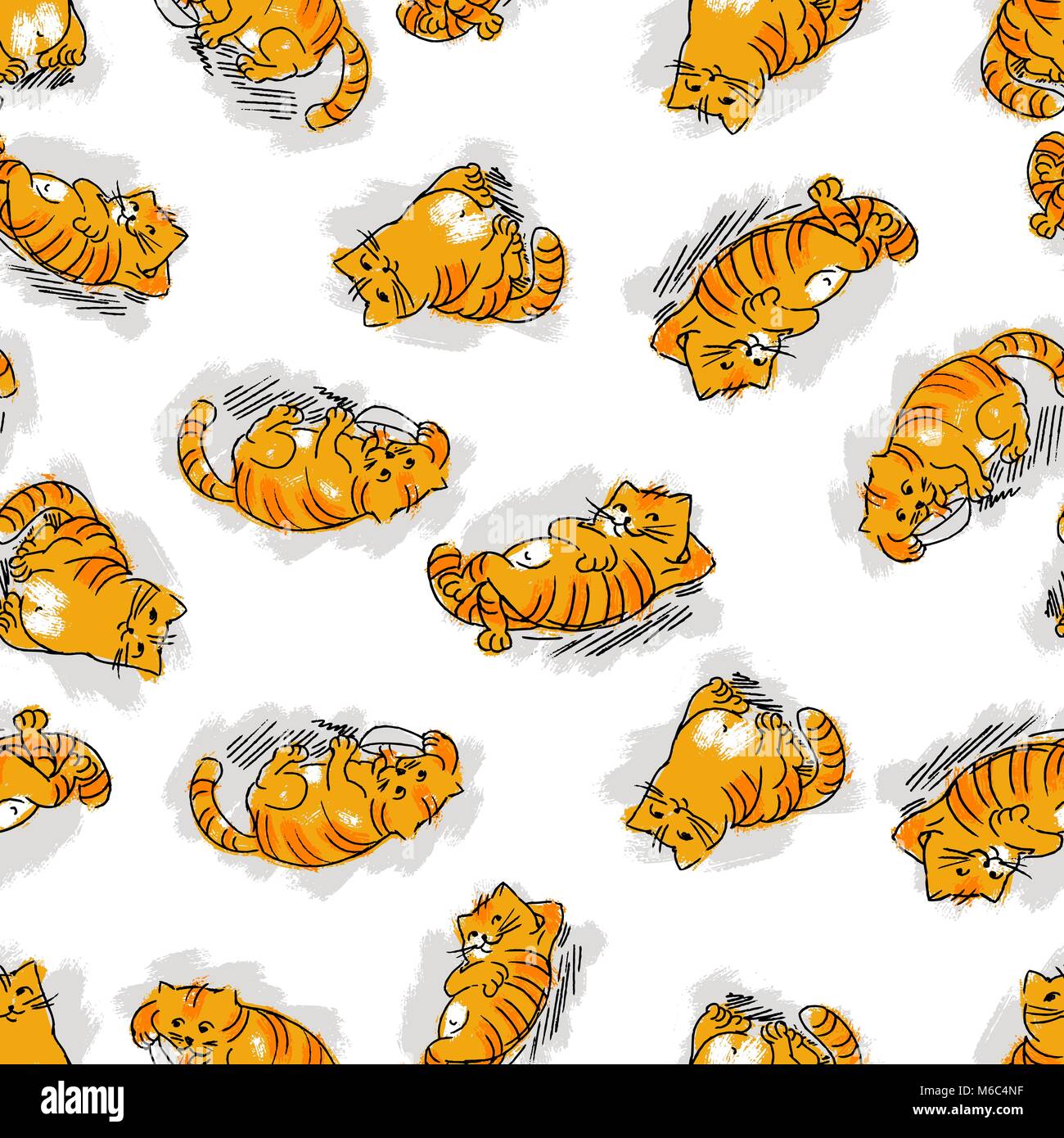 Seamless pattern with funny cats. Vector illustration Stock Vector ...