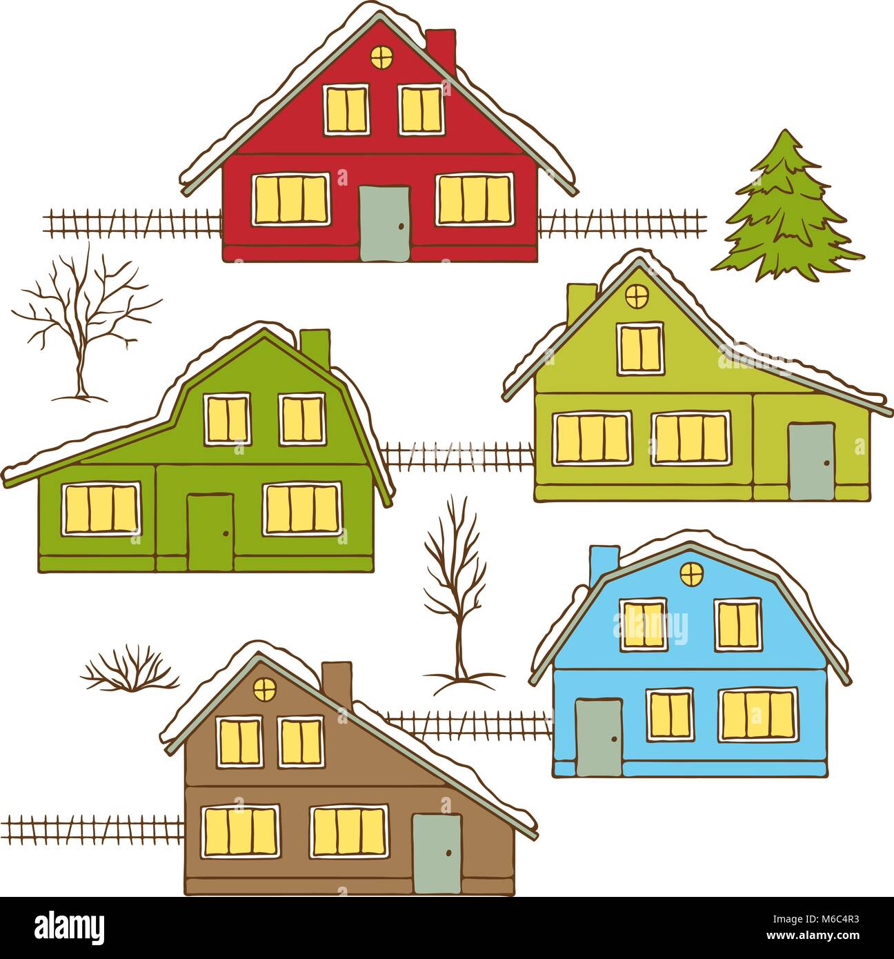 Hand drawing winter houses isolated Stock Vector Image & Art - Alamy