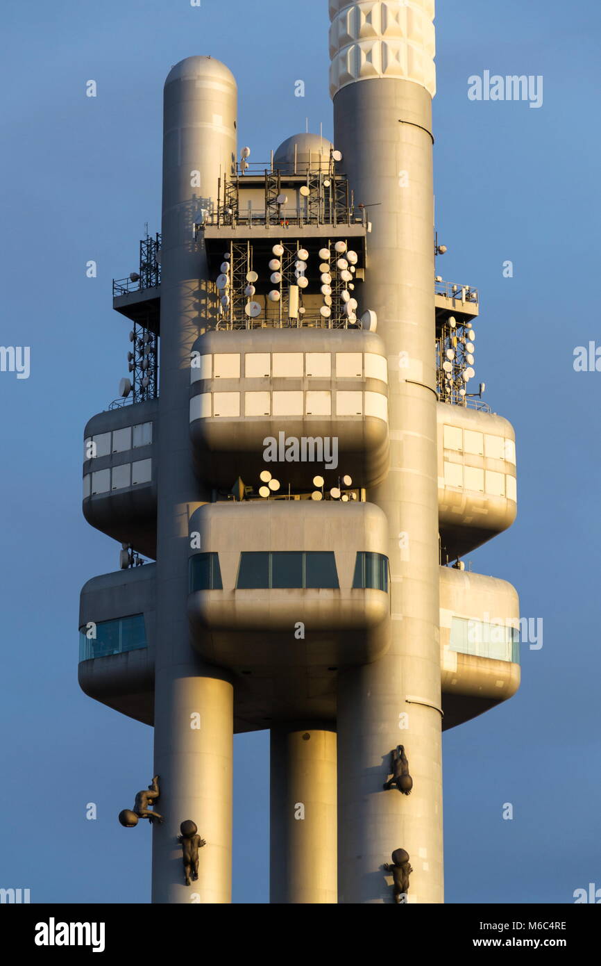 PRAGUE, CZECH REPUBLIC - MARCH 11 2017: Zizkov television tower ...