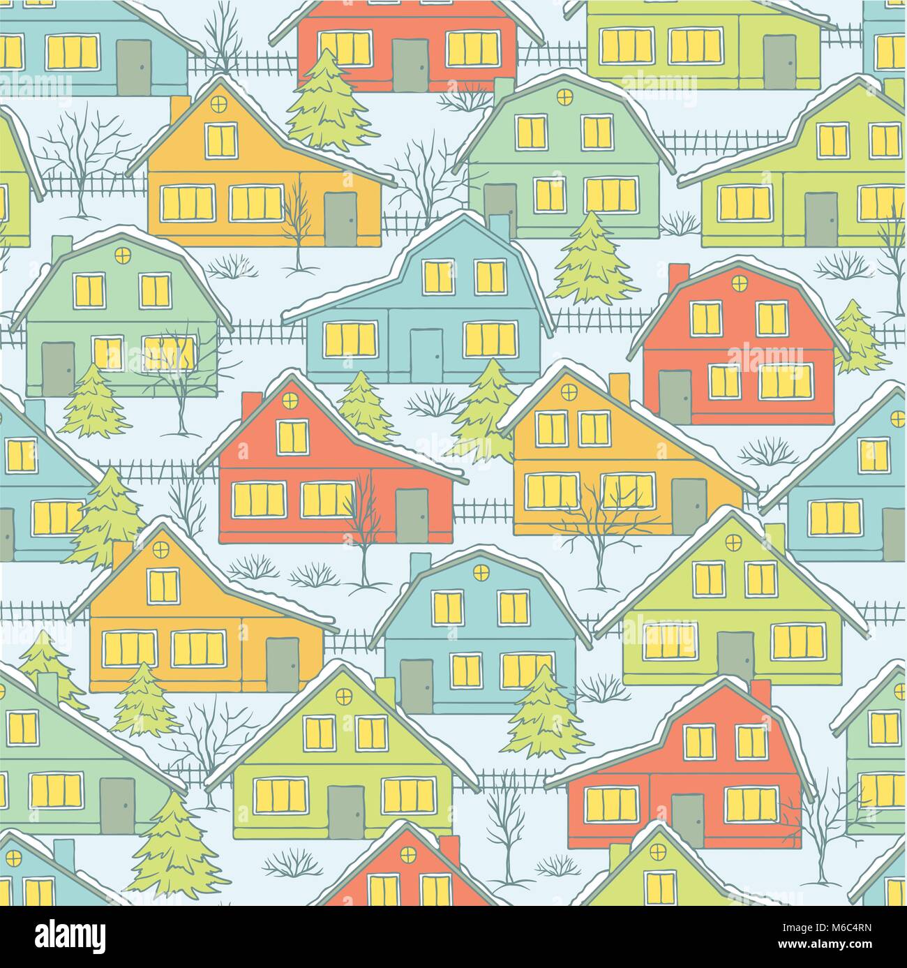 Trees houses in background Stock Vector Images - Alamy