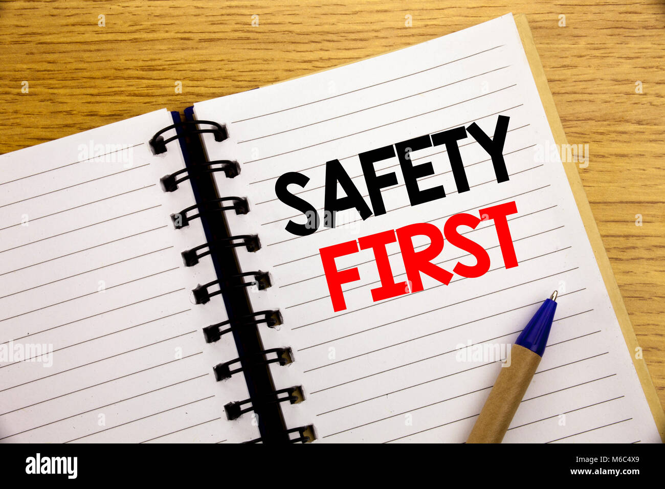 Word, writing Safety First. Business concept for Safe Warning written ...