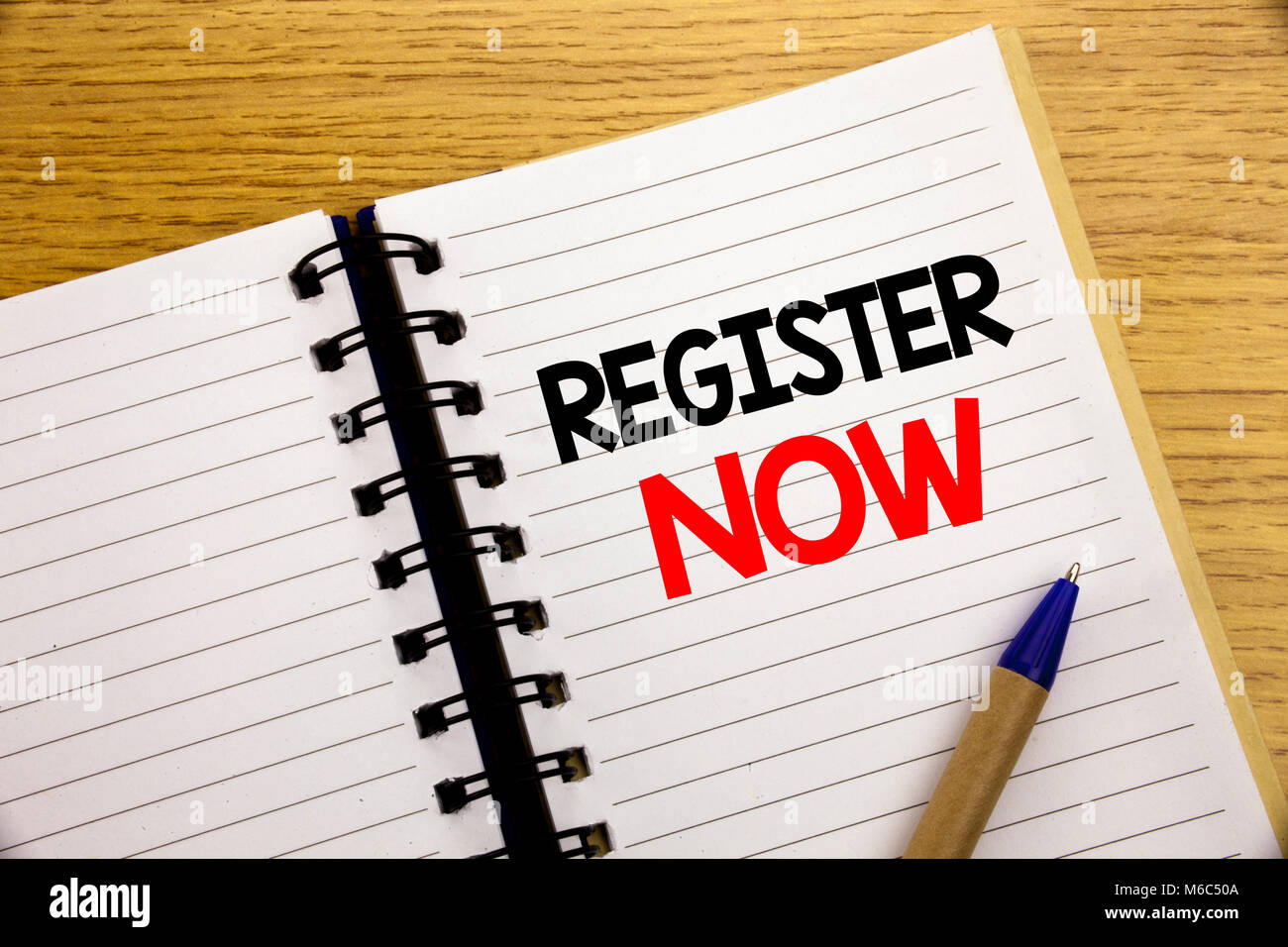Word, writing Register Now. Business concept for Registration For ...