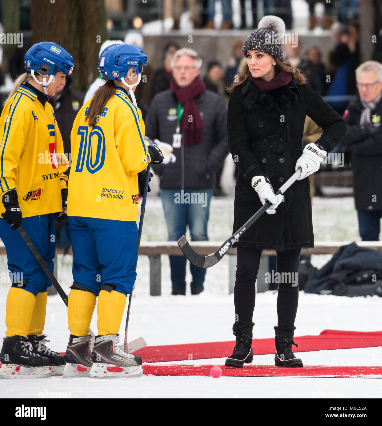 The Duke and Duchess of Cambridge attend a game of Bandy Hockey on the ...