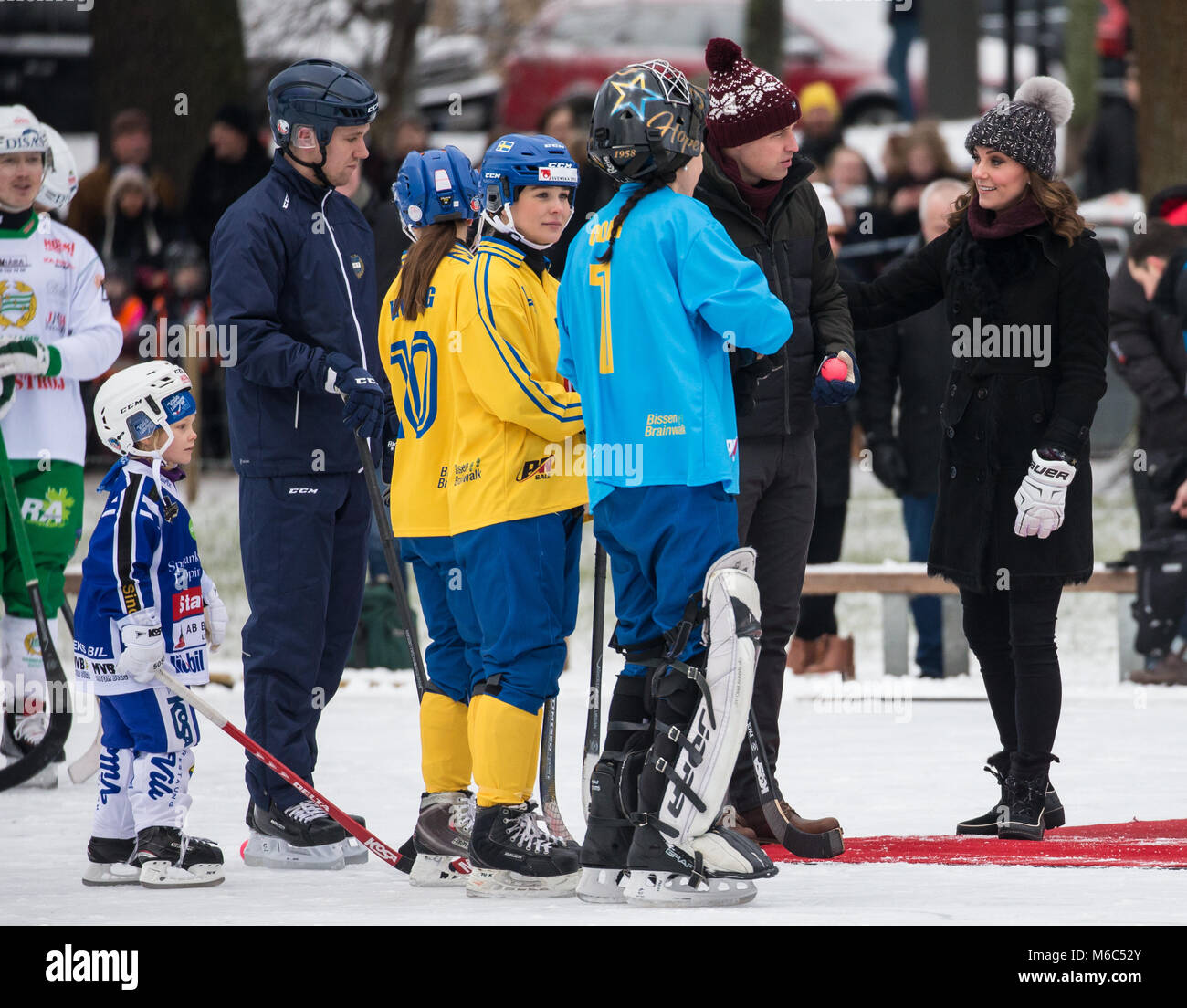 The Duke and Duchess of Cambridge attend a game of Bandy Hockey on the ...