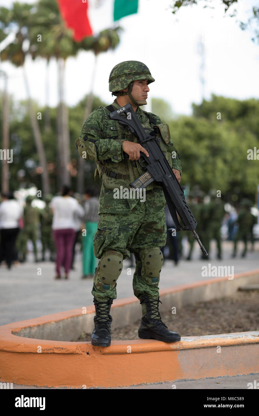 Matamoros, Tamaulipas, Mexico - February 24, 2018: Mexican armed forces ...