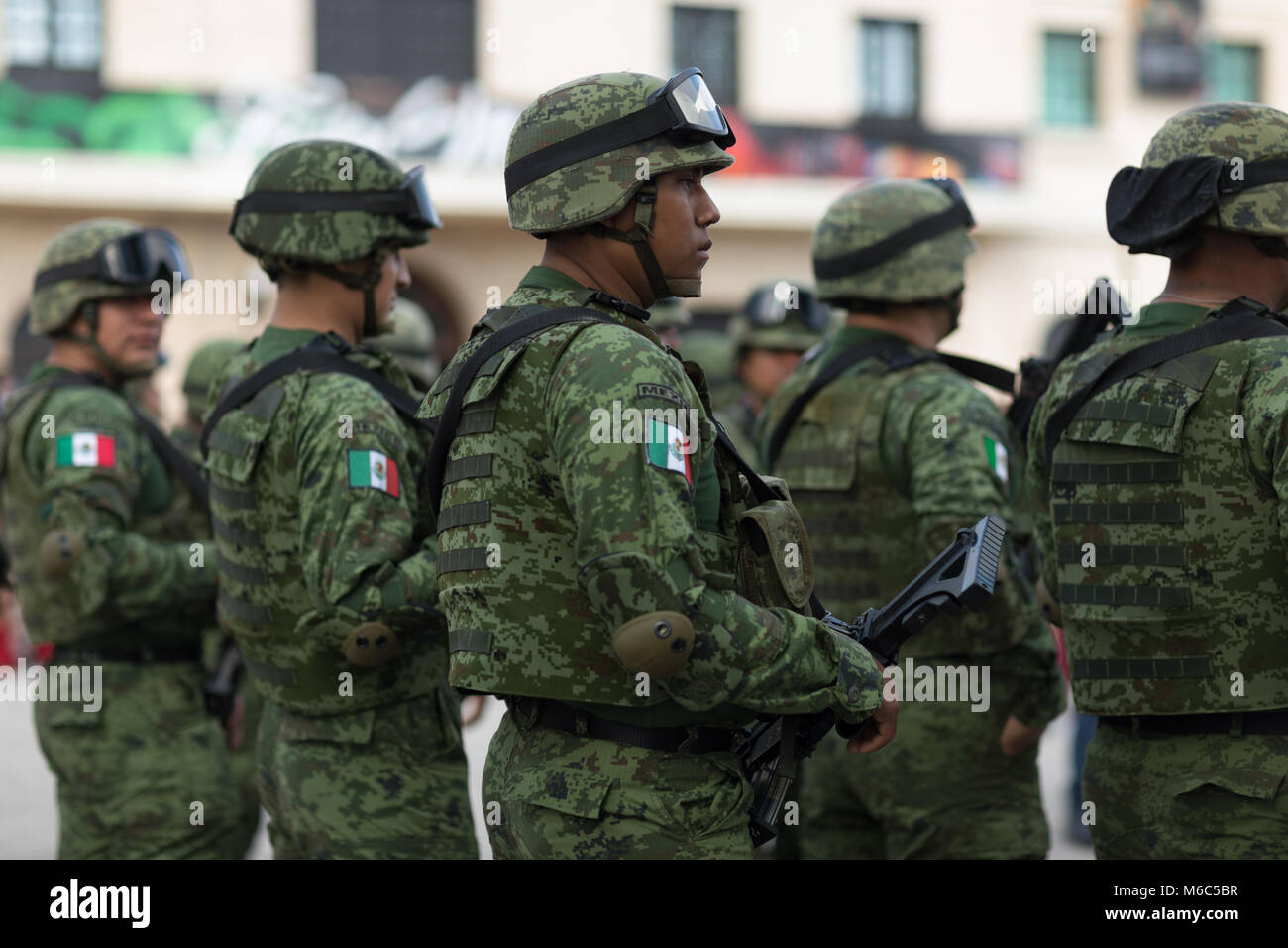 Matamoros, Tamaulipas, Mexico - February 24, 2018: Mexican armed forces ...