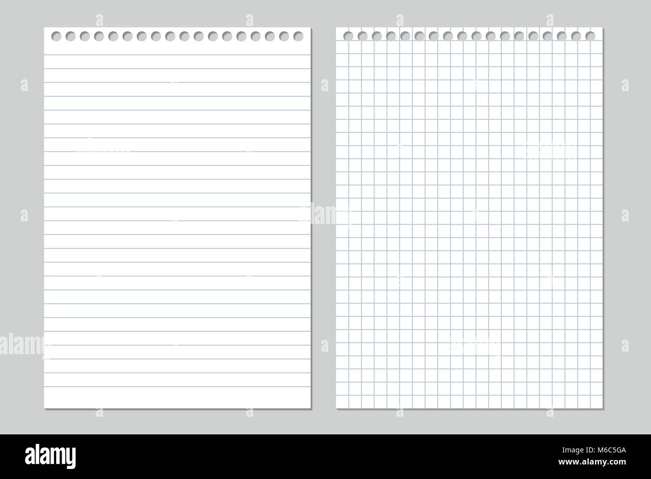 Set of two realistic vector illustration of blank sheets of square and ...