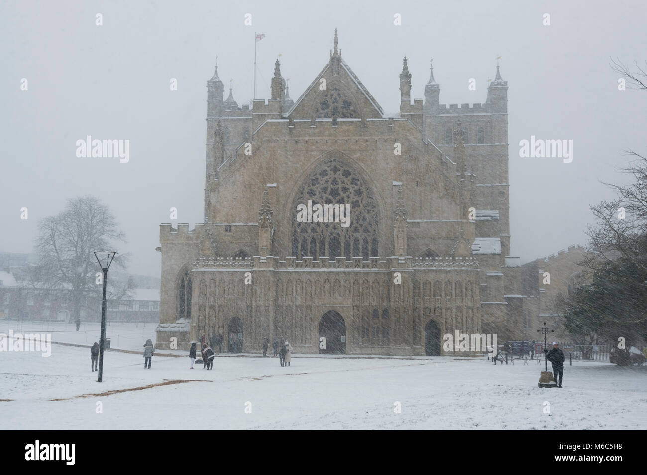 Exeter, Devon, UK. March 1st 2018. The Beast from the East meets Storm ...