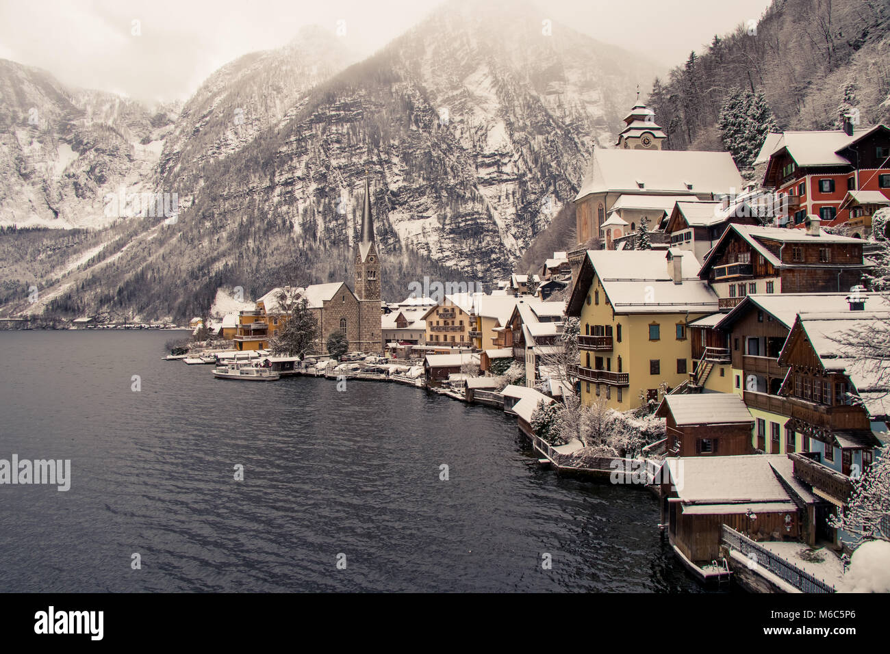 a view from Hallstatt in winter Stock Photo - Alamy