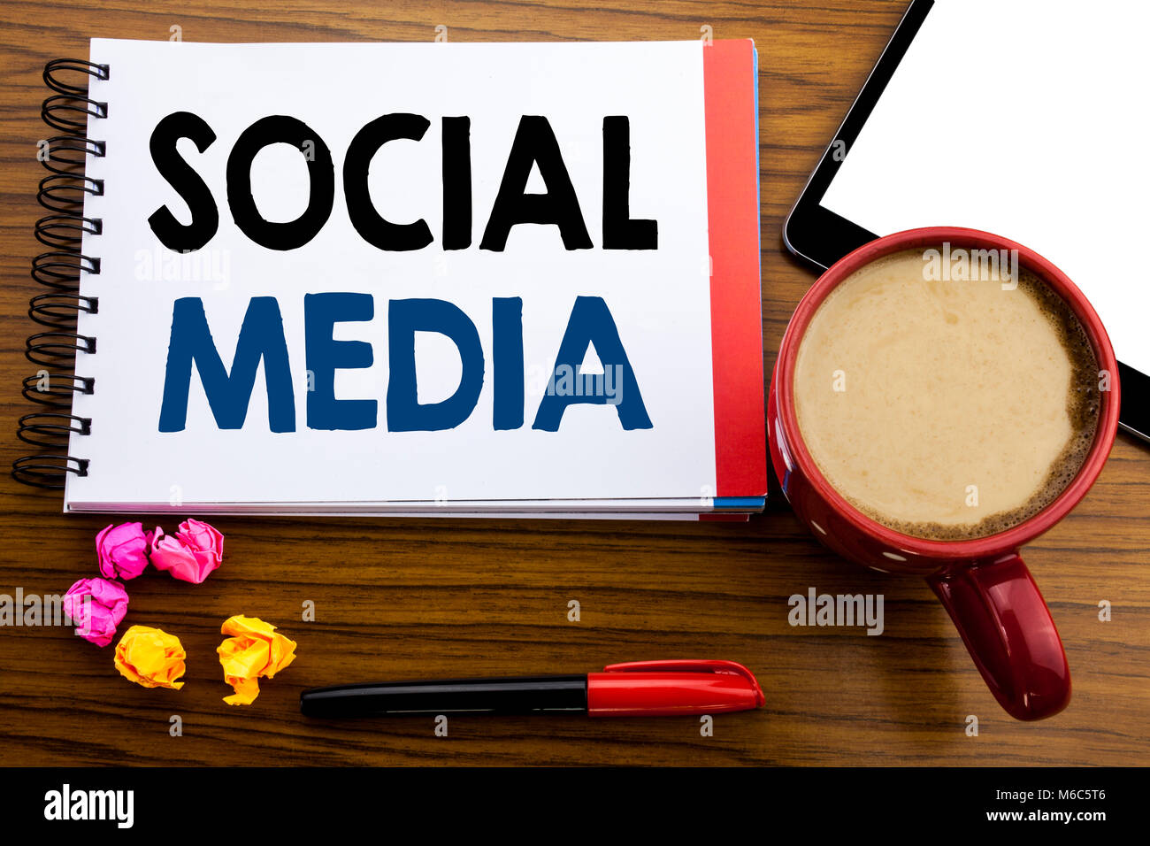 Handwritten text showing Social Media. Business concept writing Global ...