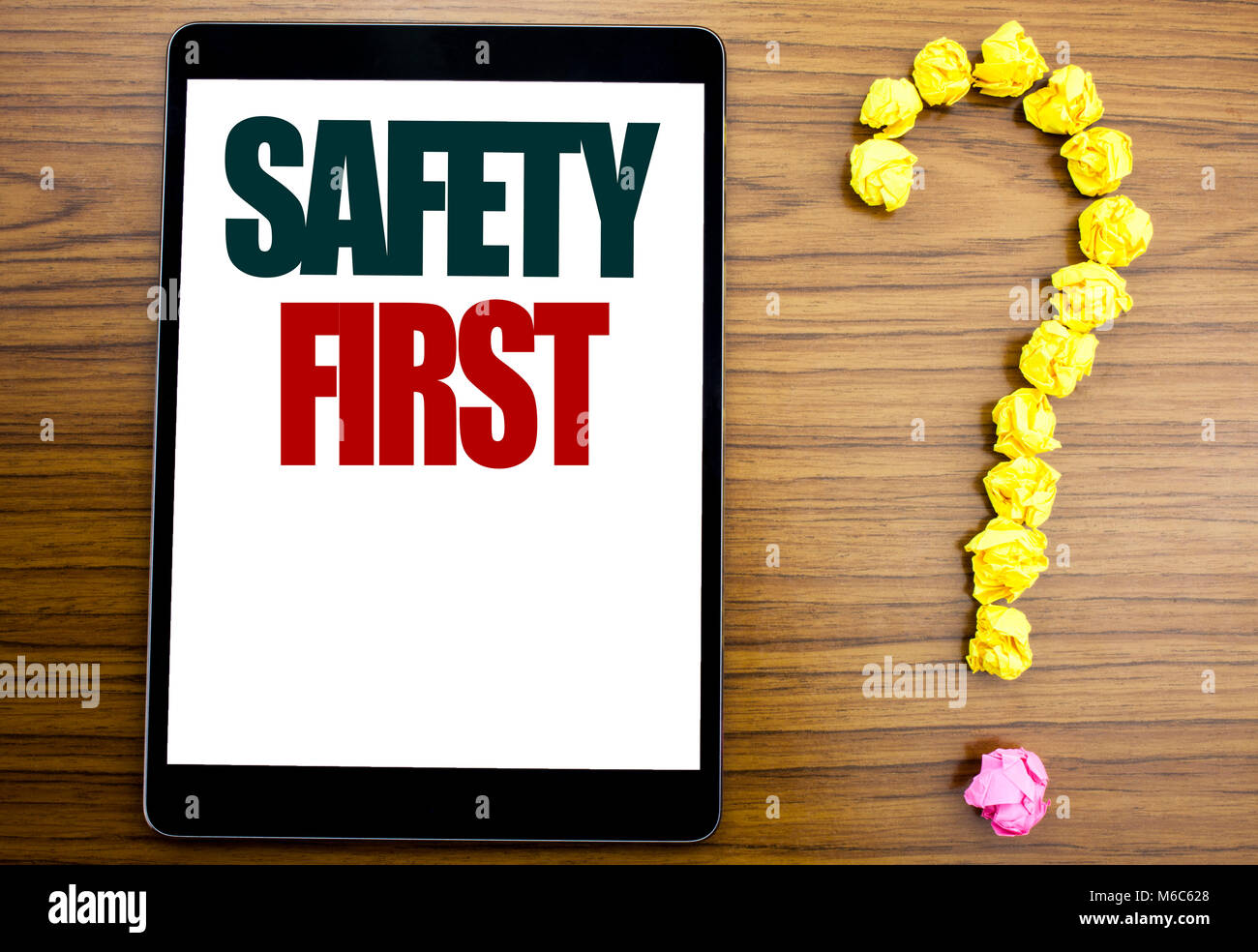 Word, writing Safety First. Business concept for Safe Warning Written ...