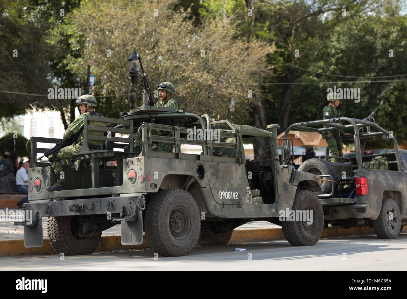 Matamoros, Tamaulipas, Mexico - February 24, 2018: Mexican armed forces ...