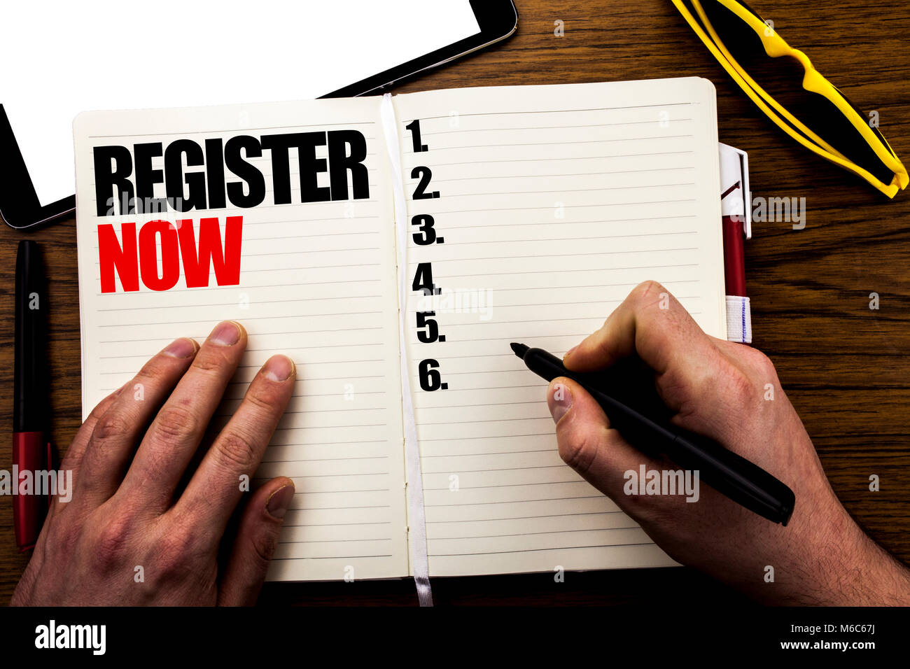 Word, writing Register Now. Business concept for Registration For ...