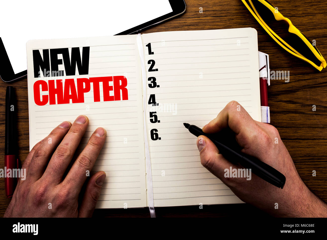Word, writing New Chapter. Business concept for Starting New Future ...