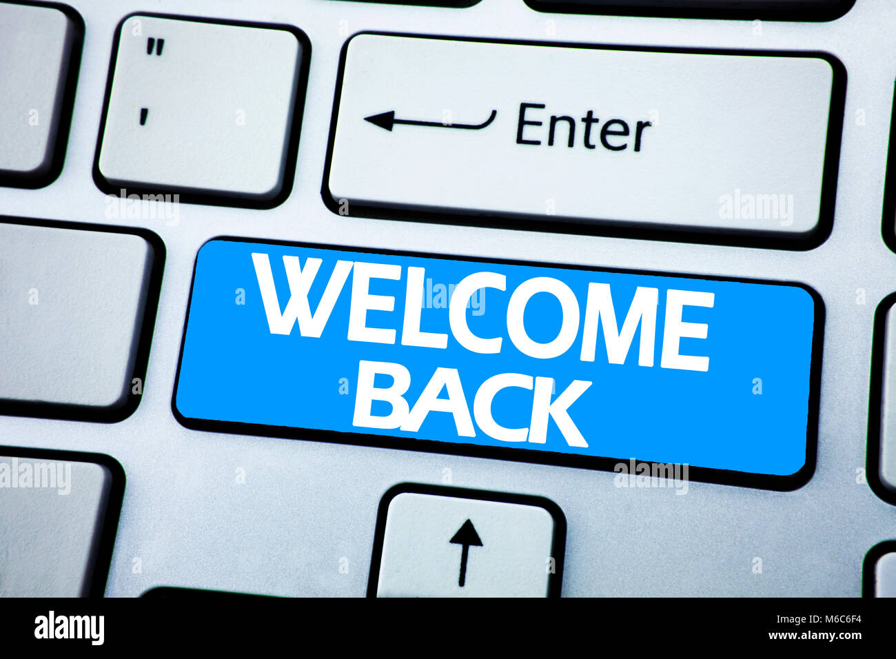 Handwriting Announcement text showing Welcome Back. Business concept ...