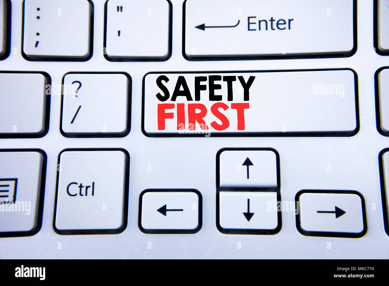 Word, writing Safety First. Business concept for Safe Warning written ...