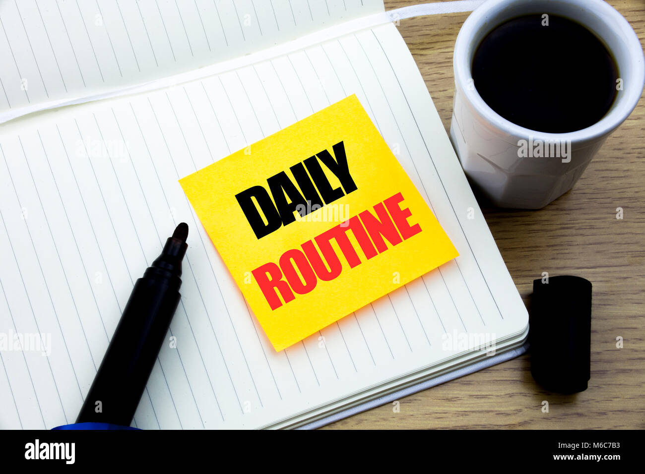 Hand writing text caption inspiration showing Daily Routine. Business ...