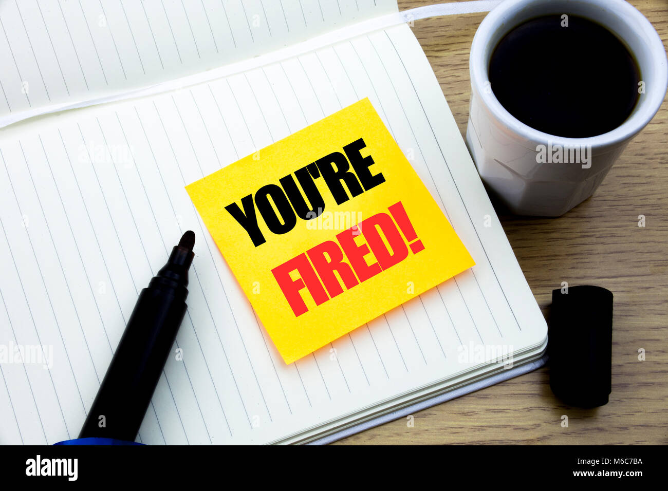 Hand writing text caption inspiration showing You Are Fired. Business ...
