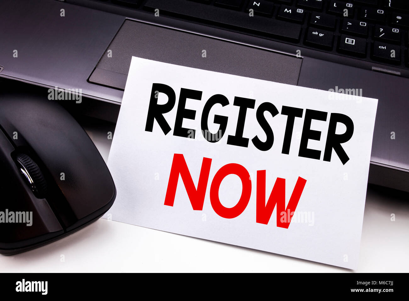 Conceptual hand writing text caption inspiration showing Register Now ...