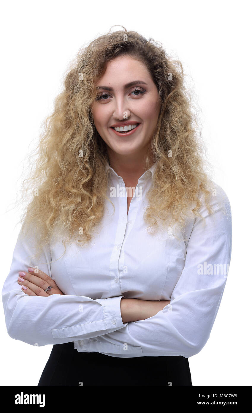 portrait of a friendly female assistant Stock Photo - Alamy