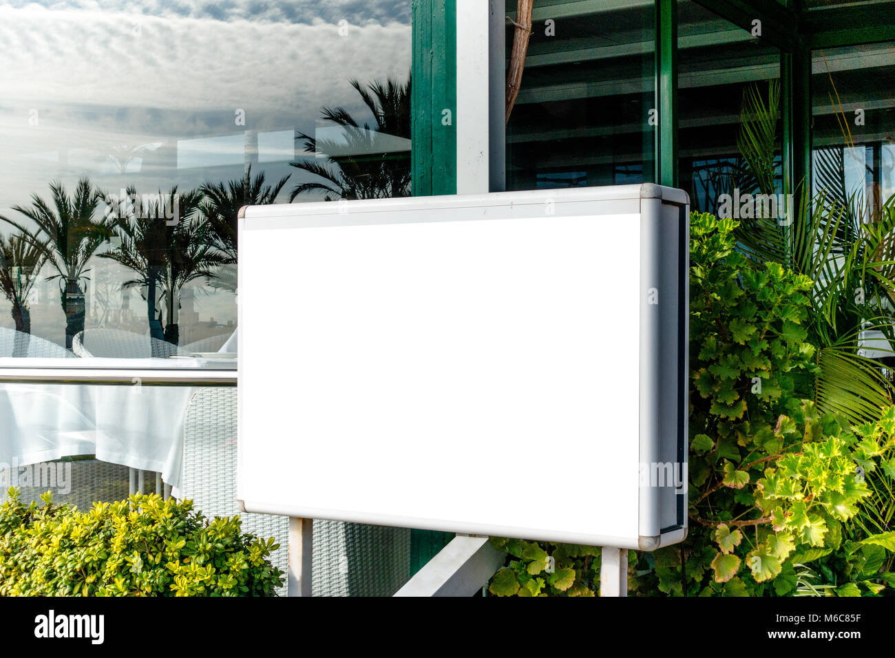 Rectangular shape mock up signboard of cafe or restaurant Stock Photo ...