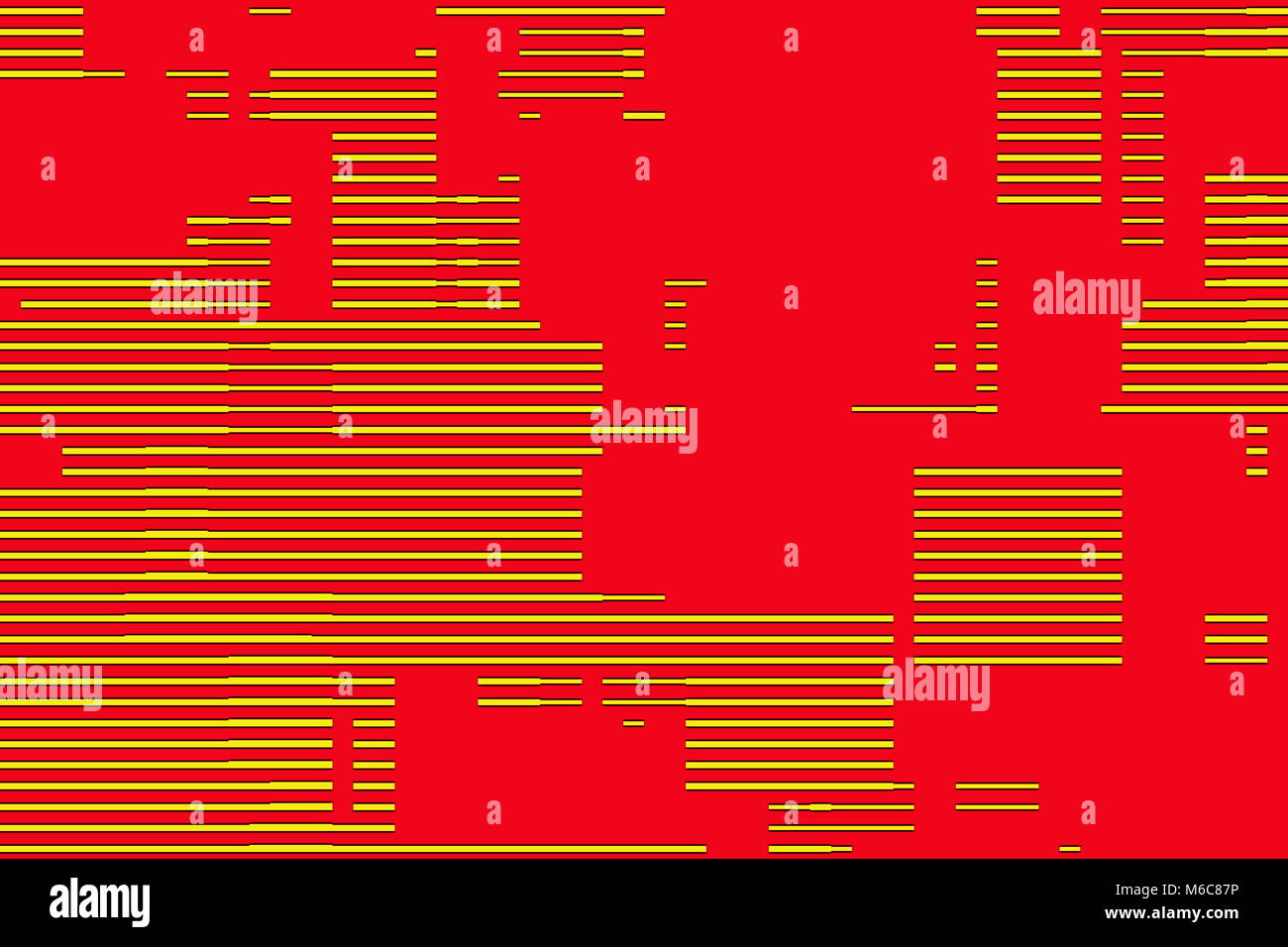 Yellow line pattern on red background Stock Photo - Alamy