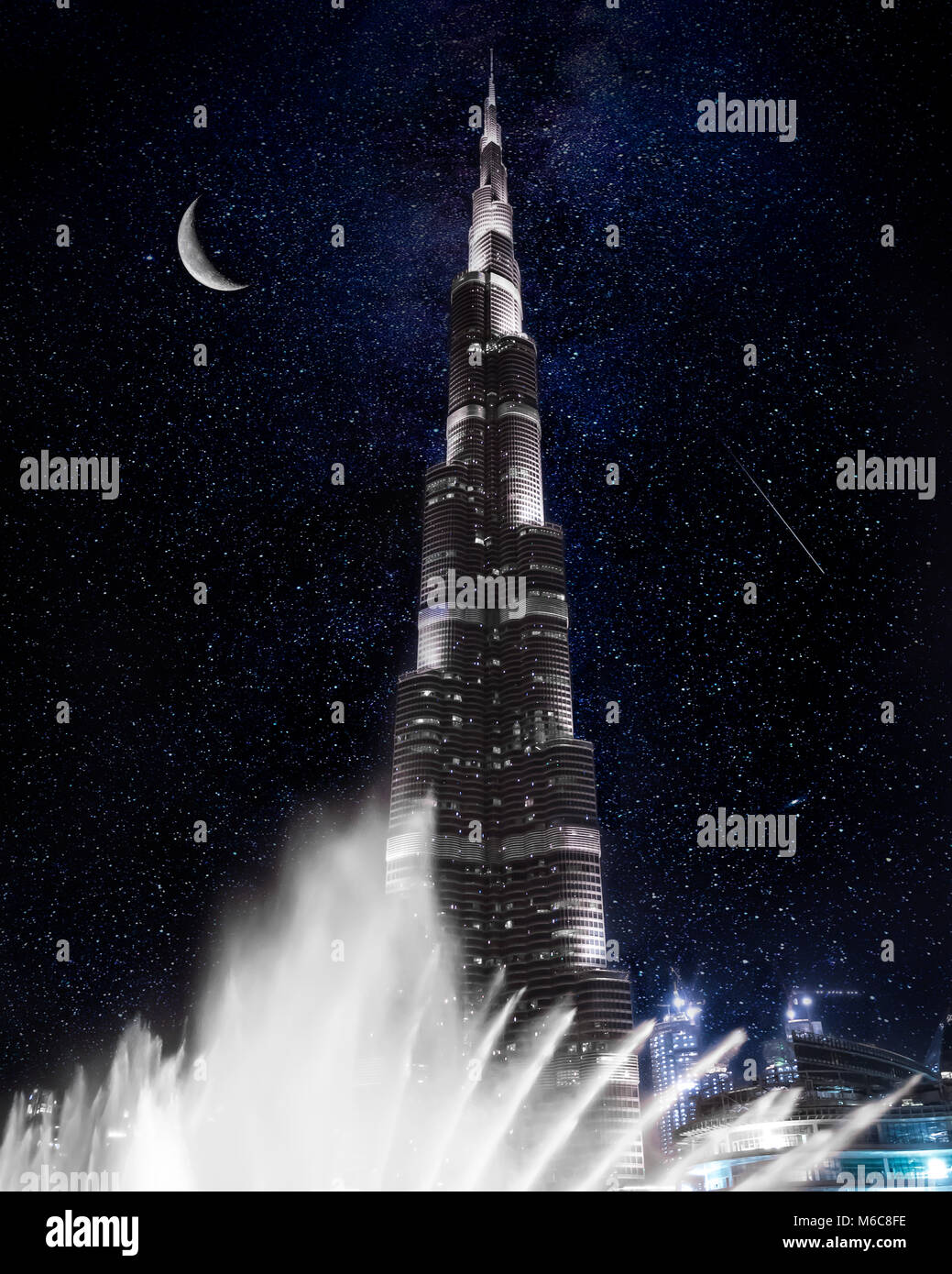 Burj dubai night moon on hi-res stock photography and images - Alamy