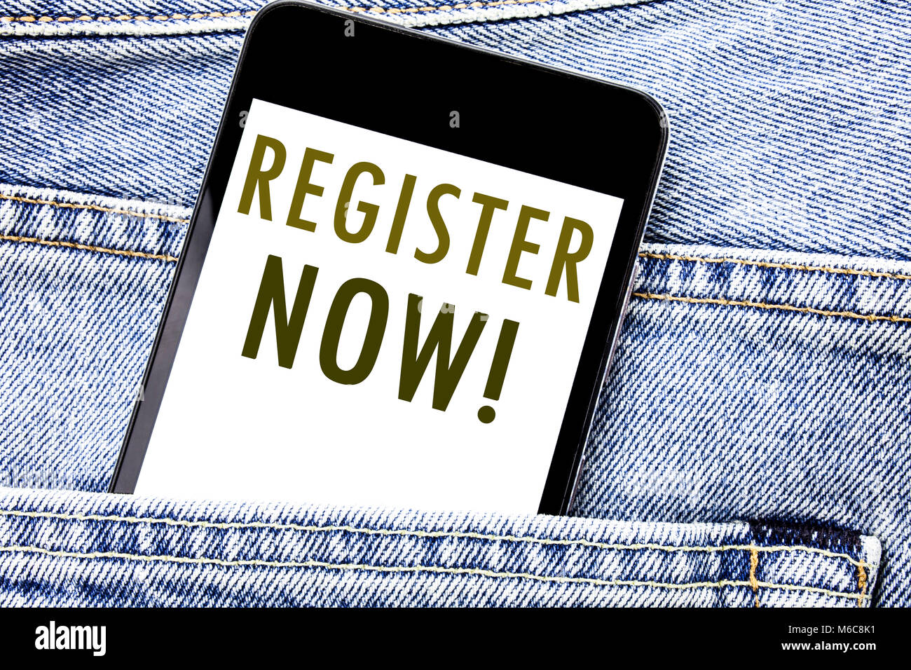 Handwriting Announcement text showing Register Now. Business concept ...