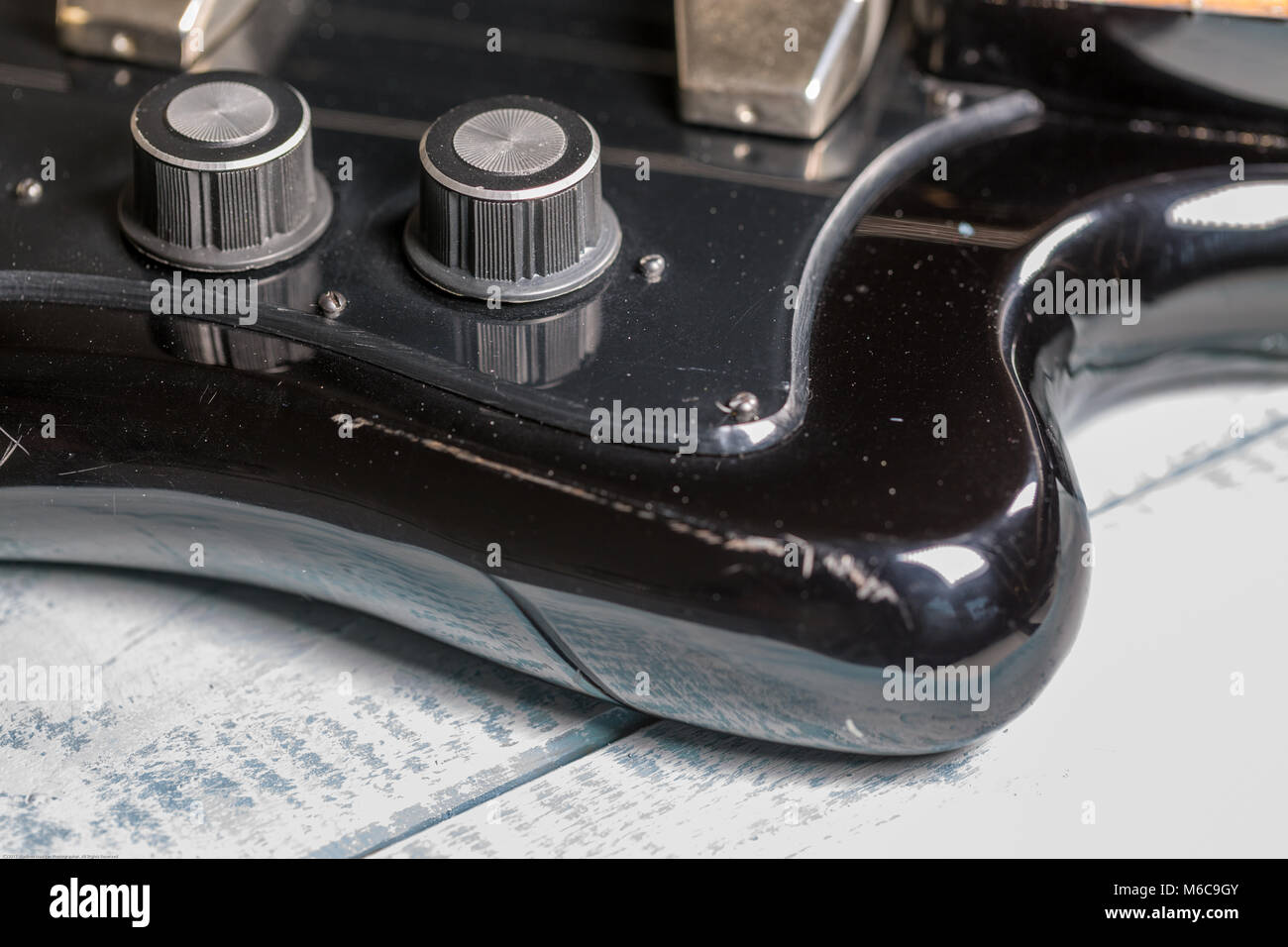 Guitar close-up, potentiometers, volume controls,strings Stock Photo ...