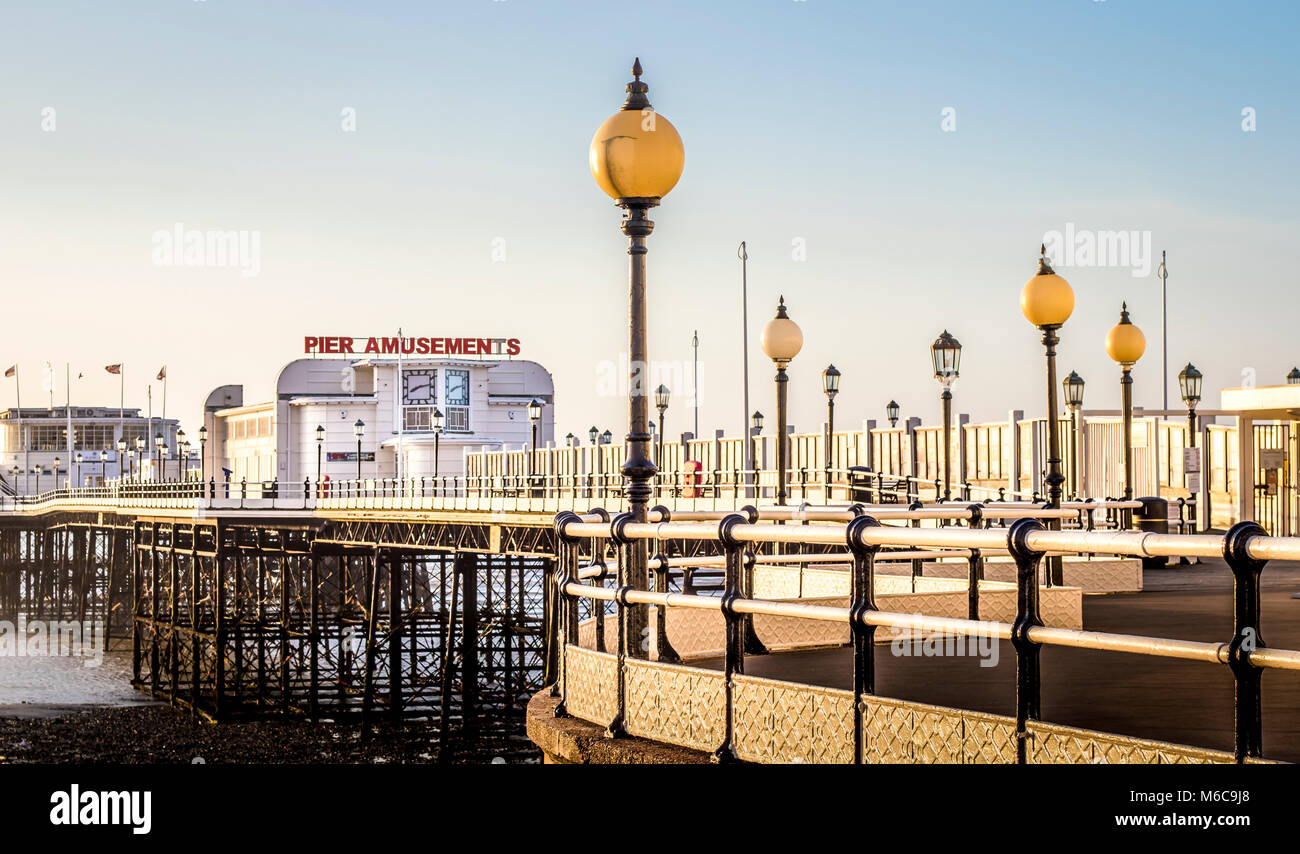 Worthing Pier from Marine Parade - popular in the summer as a ...