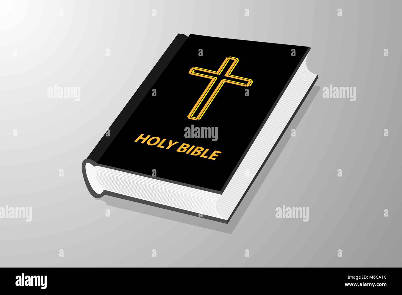Holy book, Book with cross - vector illustration - black and yellow ...