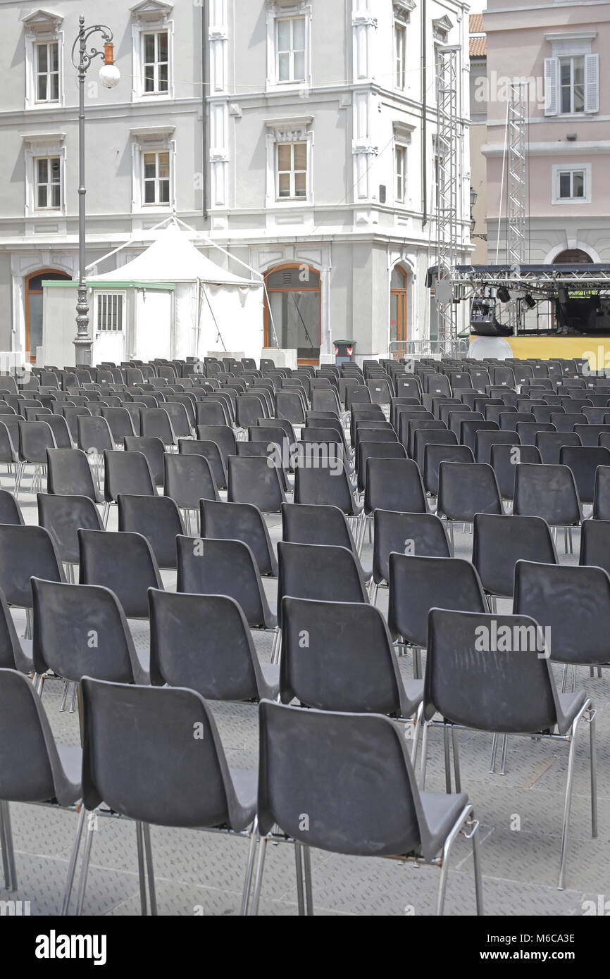 Plastic Chairs for Audience at Outdoor Event Stock Photo - Alamy