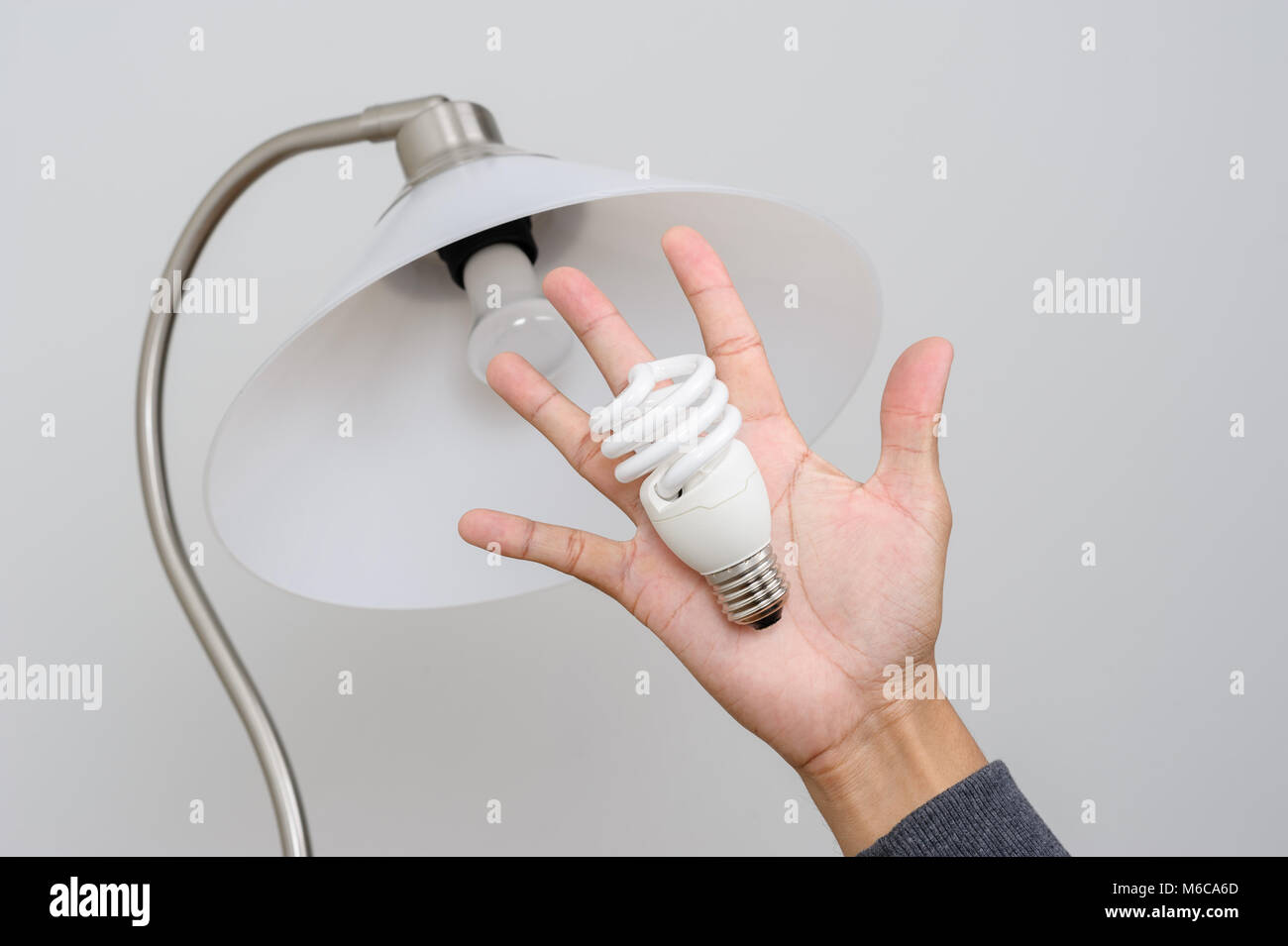 closeup hand changing an electric light bulb Stock Photo - Alamy