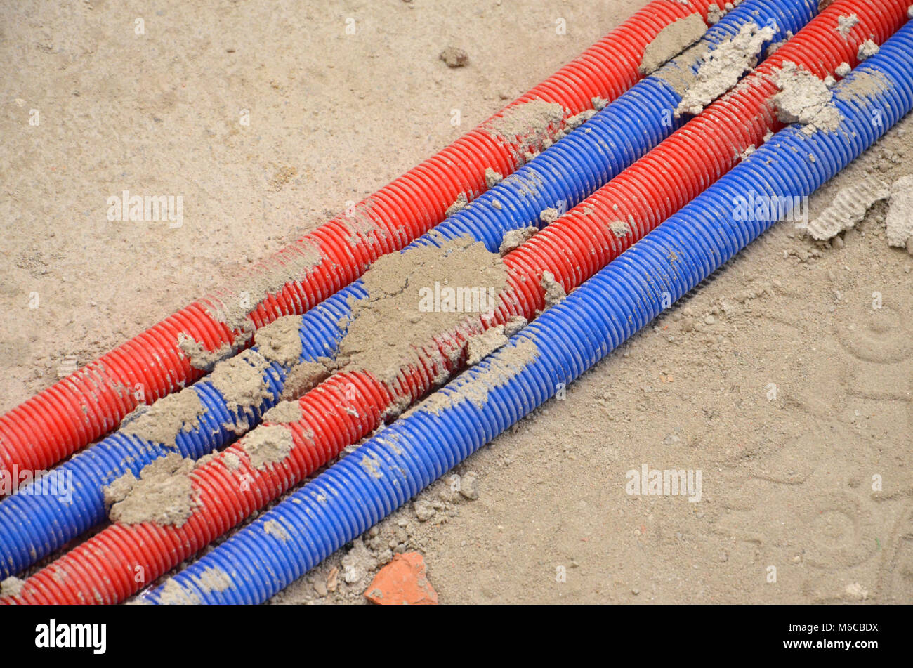 Piocture of a Installing power outlets. Power sockets on initial stage ...