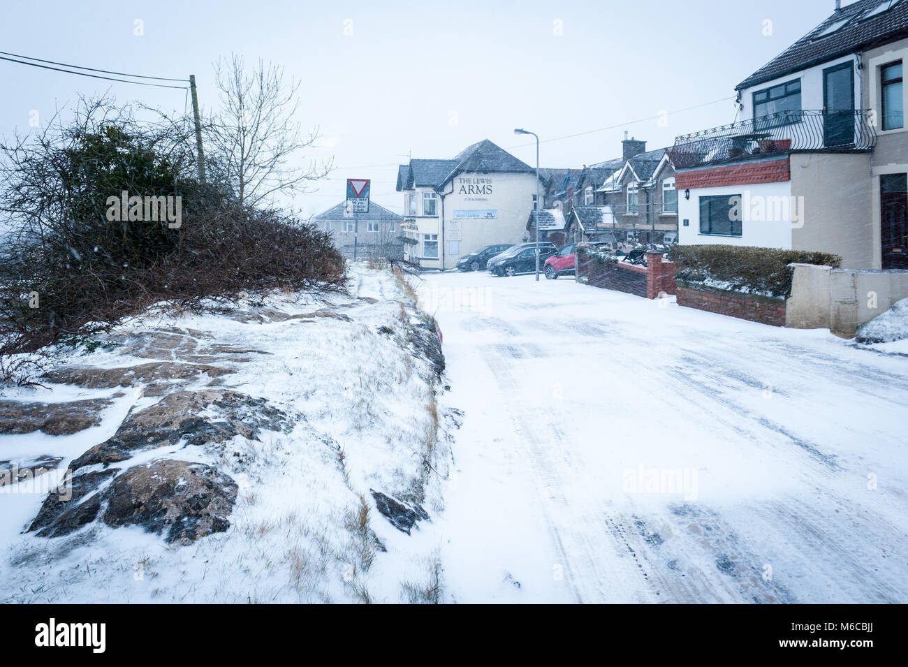 Heavy snow in March 2018, South Wales Stock Photo - Alamy