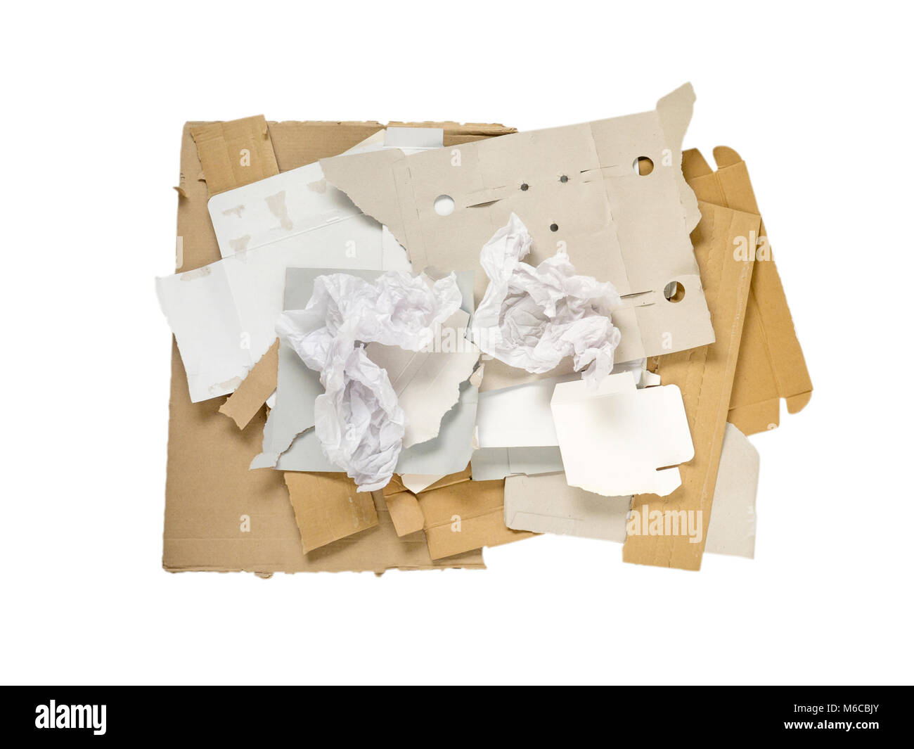 Separate garbage collection. Carton and paper waste heap isolated on ...