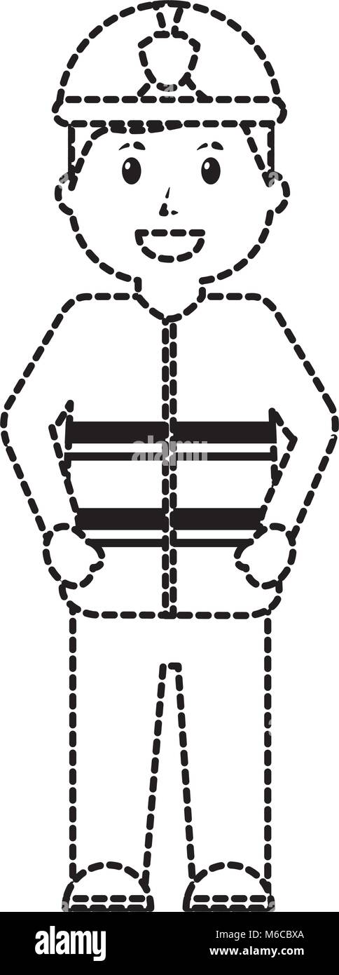 firefighter happy icon image vector illustration design black dotted ...