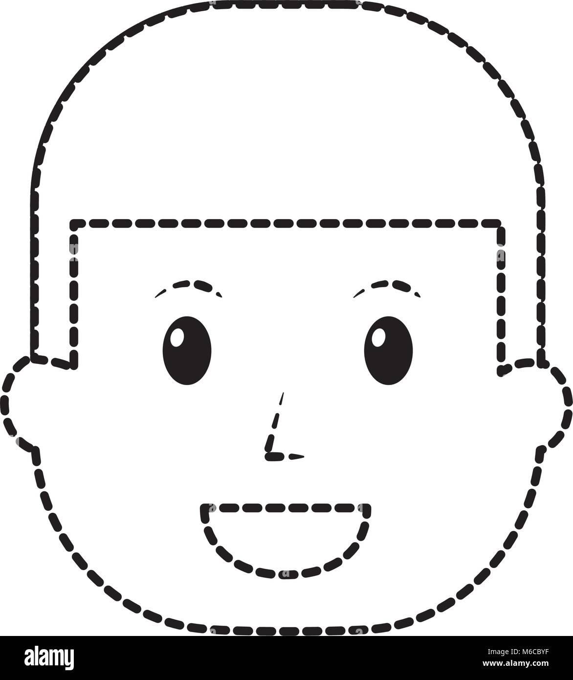 happy man head icon image vector illustration design black dotted line ...