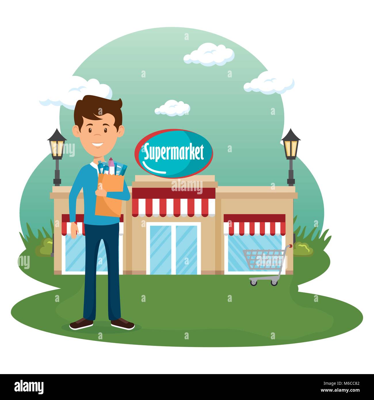 Man shopping in department store Stock Vector Images - Alamy